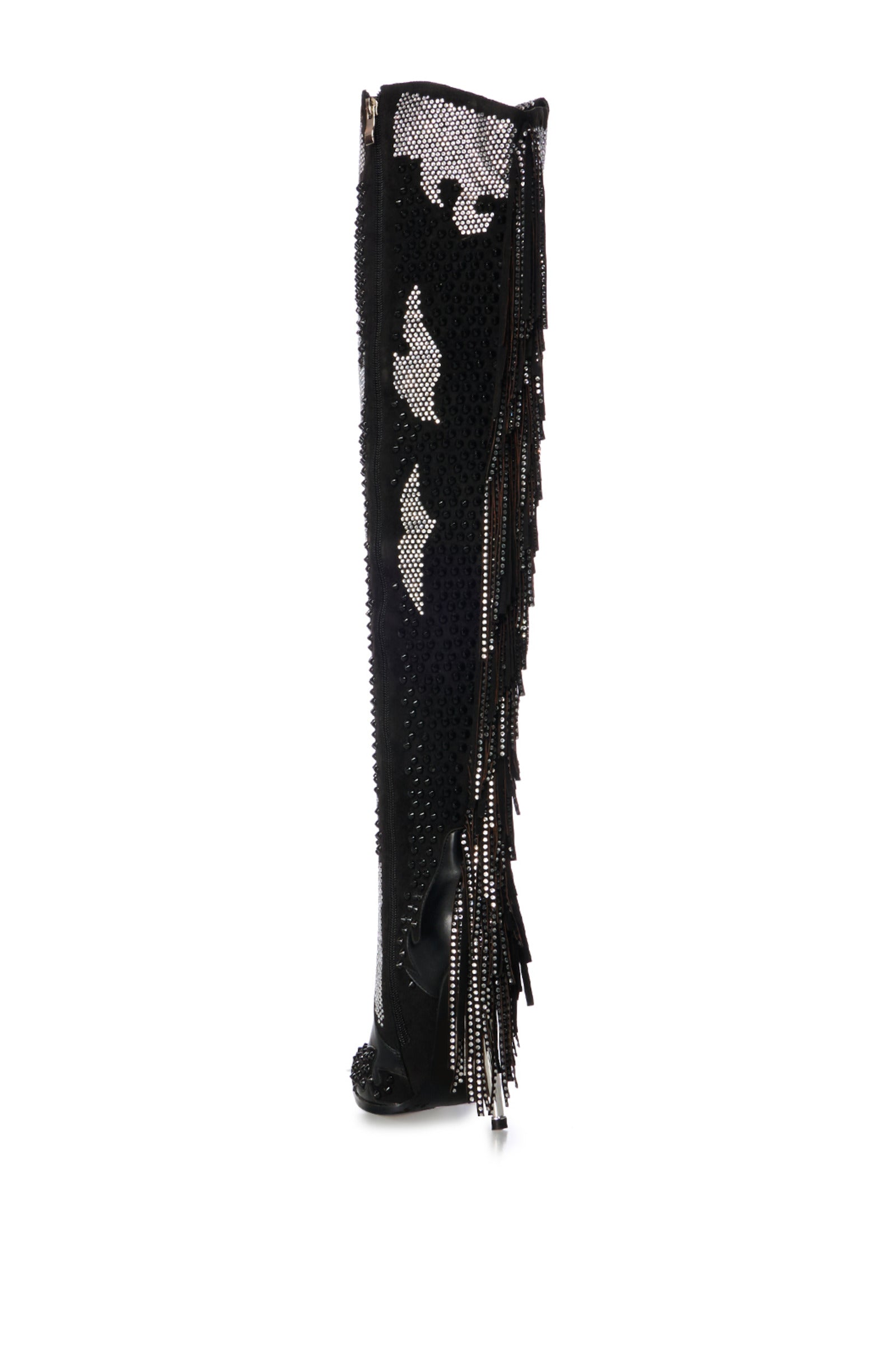 CREWE-BLACK FRINGE THIGH BOOT | AZALEA WANG