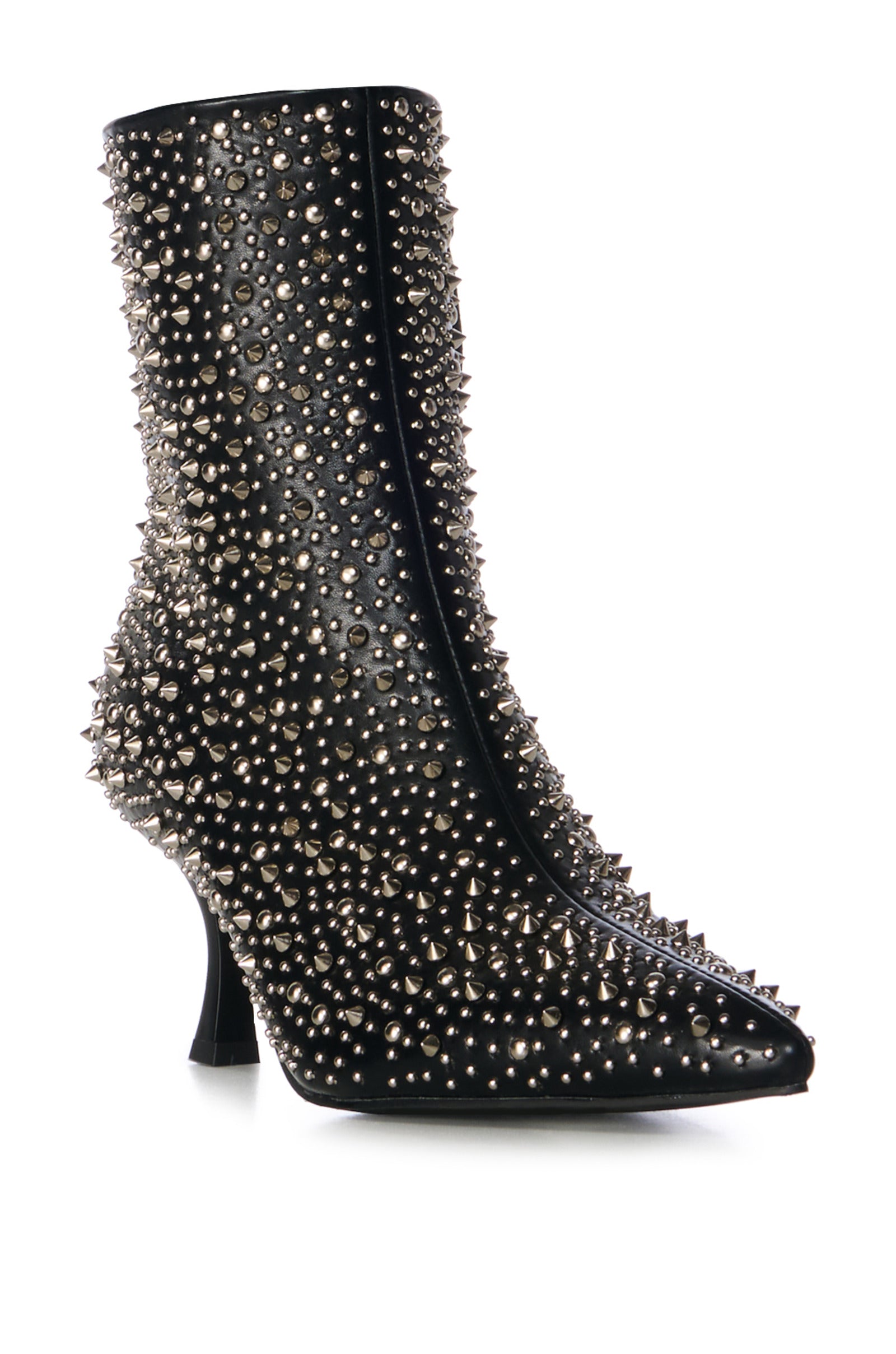 RIDLEY-BLACK STUDDED STILETTO BOOTIE | AZALEA WANG