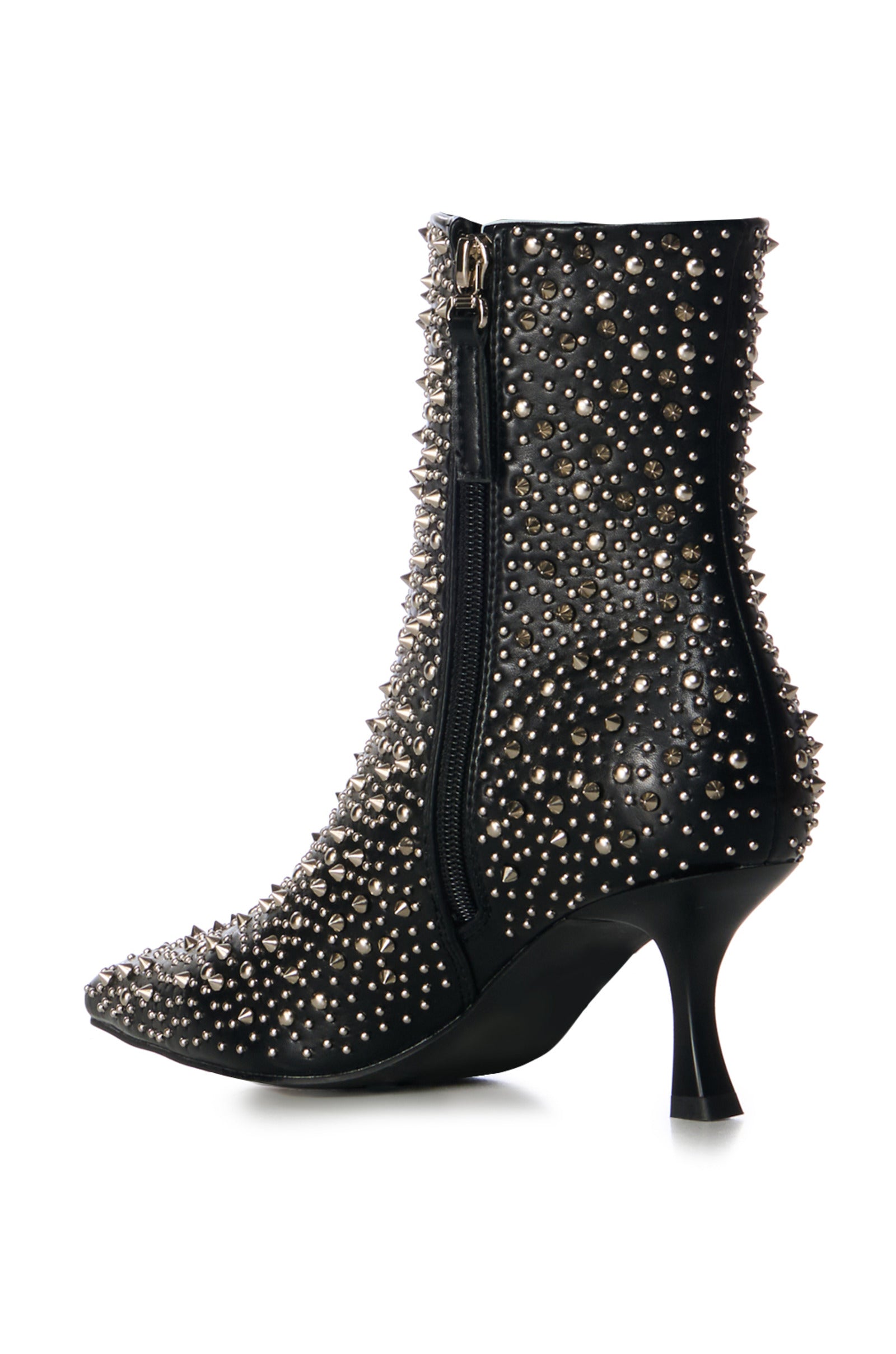 RIDLEY-BLACK STUDDED STILETTO BOOTIE | AZALEA WANG